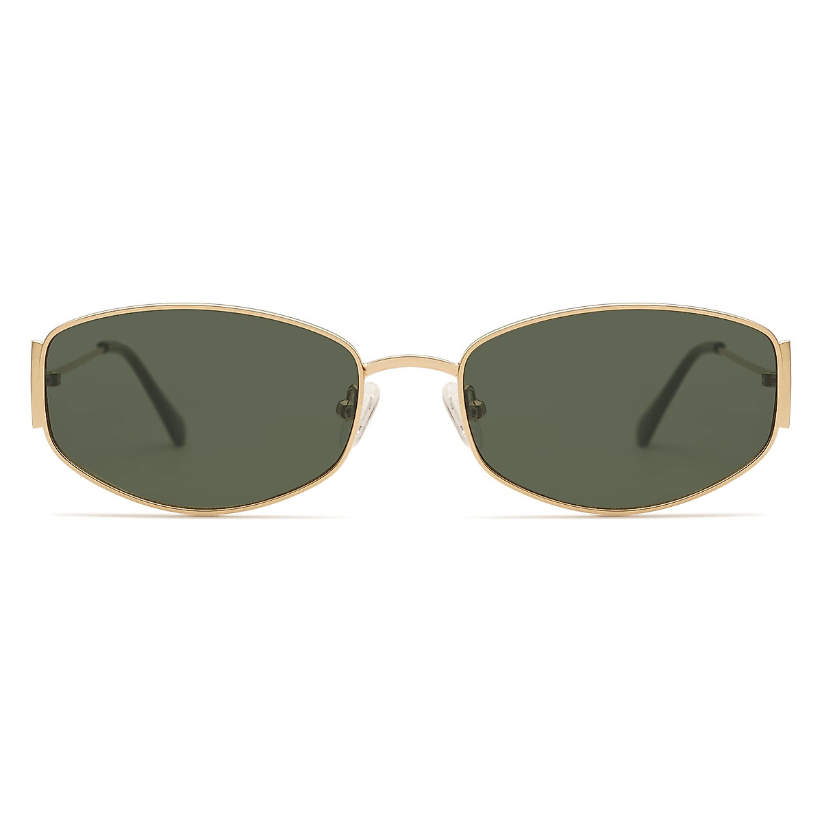 Appassal Retro Oval Sunglasses For Women Men Hexagonal Rectangle Metal Frame Sun Glasses AP3625,Gold/Green
