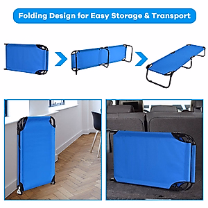 GYMAX Camping Cot, 330 LBS Folding Cot for Sleeping, Easy Set Up Cot Bed for Adults, Indoor &Outdoor Travel Adventure Picnic Hiking Cot for Patio Yard Home Office (Blue)