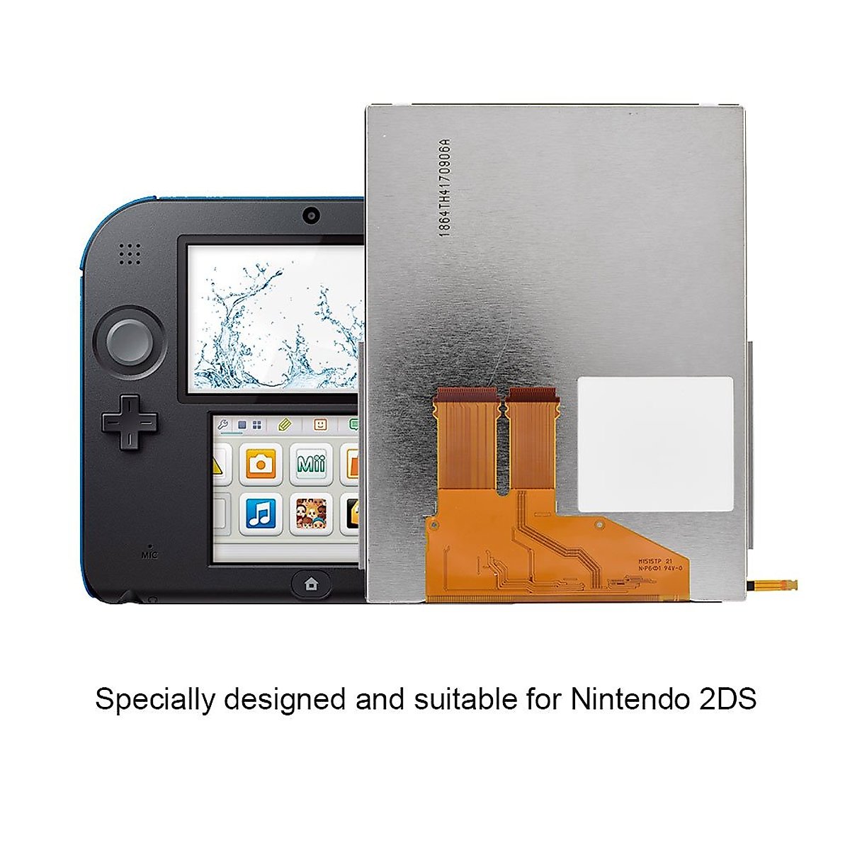 ASHATA LCD Screen Replacement, Replacement Top & Bottom LCD Display Screen Repair Part for 2DS