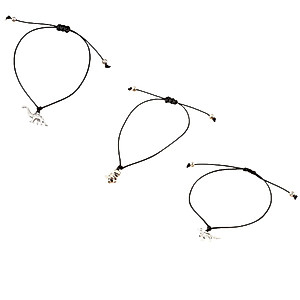 Pingyongchang 3Pcs Friendship Dinosaur Bracelet Set with Message Card Make a Wish Adjustable Bracelet Tyrannosaurus Handmade Bracelet Simple Women Jewelry Gifts