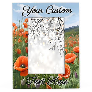 Mardesigns Poppy Field Personalized 5x7 Picture Frame,Red Flower Customized Wooden Photo Picture Frame Fits 5x7 & 4x6 Picture for Wall and Table Vertical or Horizontal Display Photo Frame
