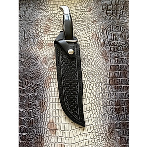 Carl Thomas Leathers Custom Leather Knife Sheath Fits Buck 120 Knife, Fixed Blade Knife Holder, Black, Sheath Only
