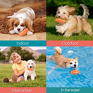 Nobleza Dog Football, Interactive Lightweight Tough Squeaky Dog Toys That Float and Bounce for Teething and Teeth Cleaning, Natural Rubber Durable Football Dog Toy for Small and Medium Breeds, Orange