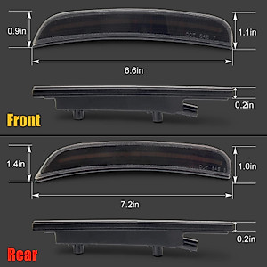 Somusen LED Side Marker Light Compatible with Dodge Charger 2015-2022 Smoked Lens Amber Front & Red Rear Signal Lamp Assembly Kit, Replace 68214405AA 68214404AA 68214127AA