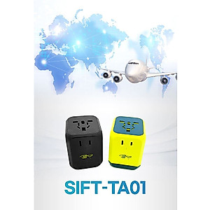 International Travel Plug Adapter by SIFT - Dual AC Sockets + 4 USB with 1 QC 3.0 USB and 1 PD-Type C