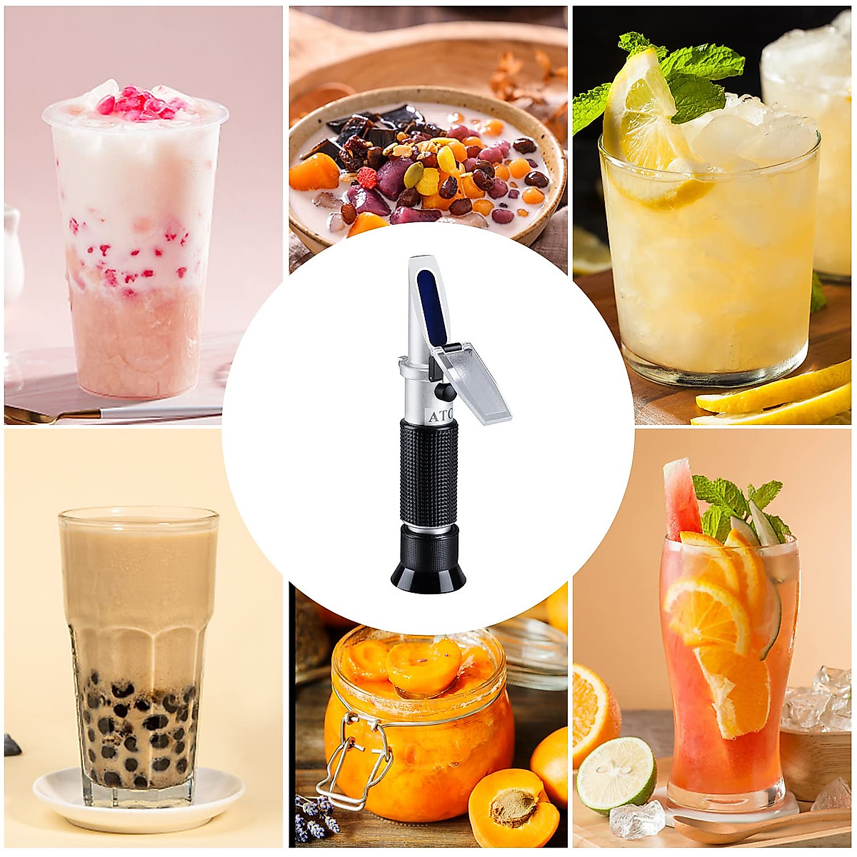 Brix Meter Refractometer 0~32%, LEERCHUANG Handheld Brix Refractometer Sugar Content Test, High Accurate Brix Measurement with ATC for Fruit Beverages & Juice