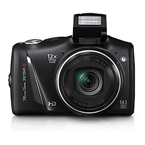 PowerShot SX150 is 14.1 MP Digital Camera with 12x Wide-Angle Optical Image Stabilized Zoom with 3.0-Inch LCD (Black) (Old Model) (Renewed)