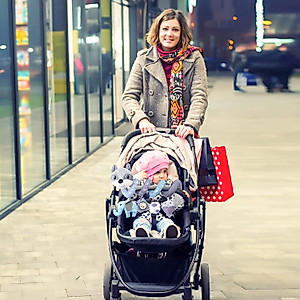 HILENBO Car Seat Toys, Infant Baby Spiral Activity Hanging Toys for Car Seat Stroller Crib Bassinet Mobile with Music Box BB Squeaker Rattles-Gray Fox