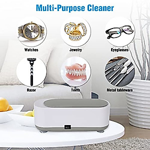 MorTime Ultrasonic Jewelry Cleaner, 300ml 2 AAA Batteries Operated Household Ultrasonic Cleaning Machine for Glasses Jewelry Watches Necklaces Rings