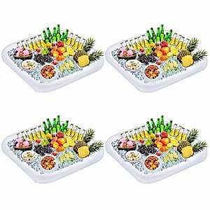 AMind4U 4PCS Inflatable Ice Serving Bars Party Cooler Drink Cooler for Parties Food Drink Containers Inflatable Ice Tray Salad Bar Party Supplies 23.6INCH (SMALL)
