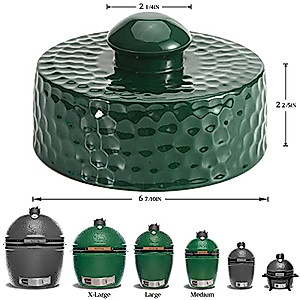 GriAddict Big Green Egg Ceramic Chimney Rain Cap, Big Green Egg Grill Top Vent Replacement Parts - Great for Medium, Large, XLarge Green Egg Accessories, Top Damper for Easy Grasp and Anti-Hot