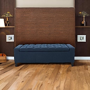 Christopher Knight Home Hikaru Fabric Storage Ottoman, Dark Blue Dimensions: 20.50”D x 51.00”W x 17.00”H