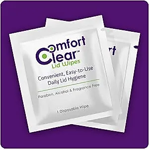 ComfortClear Eyelid Wipes for Daily Lid Hygiene and Eye Makeup Removal (Includes 30 Disposable Gentle Cleansing Wipes)