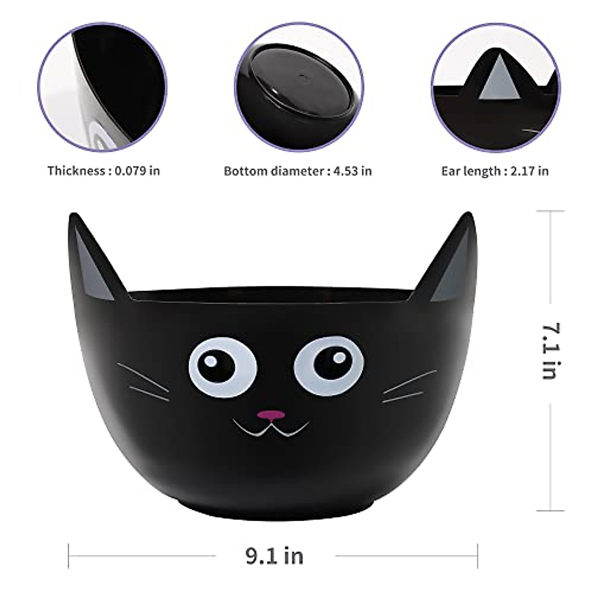 Zcaukya Halloween Party Supplies, Set of 3 Halloween Plastic Trick Treat Candy Bowls, Large Halloween Candy Holders, Cat Shaped Plastic Serving Bowl in Orange Purple Black for Halloween Parties