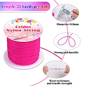 Nylon String for Bracelets, Cridoz 20 Rolls Chinese Knotting Cord Nylon Beading Thread for Kumihimo, Braided Bracelets, Beading, Necklaces, Macrame Craft, Wind Chime, Jewelry Making