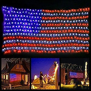 American Flag Lights 420 Super Bright LEDs, MZD8391 Waterproof LED US Flags Light for 4th of July Decorations, Memorial Day, Independence Day, Garden, Yard, Holiday, Party, Christmas Decorations