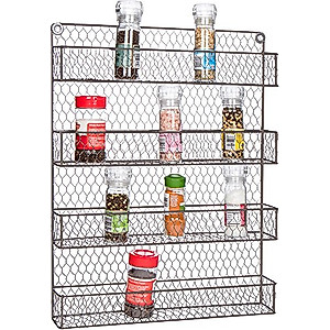 Trademark Innovations 4-Tier Wire Spice Rack Storage Organizer - Wall Mount or Countertop