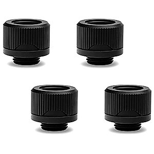 EKWB EK-Quantum Torque HDC-14 Compression Fitting for EKWB Rigid Tubing, 14mm OD, Black, 4-Pack