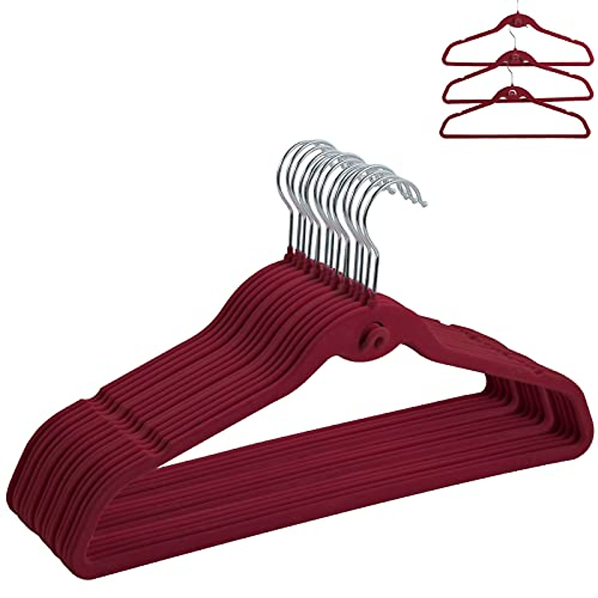 ATZJOY Velvet Hangers, Non Slip Strong and Durable Clothes Hangers with 360 Degree Swivel Hook for Coats, Suit, Shirt, Pants & Dress Clothes(30 Pack Burgundy)