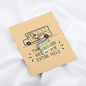 Bus Driver Gift Thanks for Going The Extra Mile School Bus Zipper Pull School Bus Driver End of Year Gift (School Bus Charm Card)