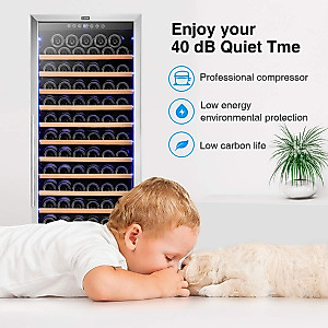 COLZER 24 Inch Wine Cooler Refrigerators,154 Bottle Fast Cooling Low Noise No Fog Wine Fridge with Professional Compressor Stainless Steel,Digital Temperature Control Built-in Freestanding