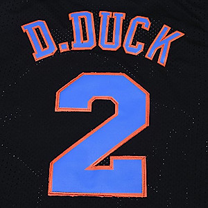TUEIKGU #2 D Duck Space Movie Basketball Jersey for Men 90s Hip hop Clothing for Party (Black, Large)