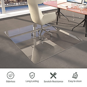 CASSILANDO Office Chair Mat for Carpet, 46"X55" Glass Chair Mats for Carpeted or Hard Floors, Best for Your Home or Office Floor Crystal Clear， Effortless Rolling, and Easy Clean