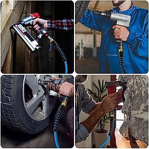 1/4 in x 25 ft Rubber Air Hose with Universial Connector, Lightweight, Kink Resistant, Flexible, All-Weather Air Tool Hoses 300 PSI Air Compressor Hose for Roofing and Furniture Jobs