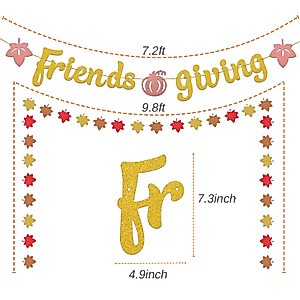 Friendsgiving Banner,Friendsgiving Decorations,Fall Autumn Friend Party,Thanksgiving Banner Friends Party Decorations Supplies (Gold Friendsgiving)