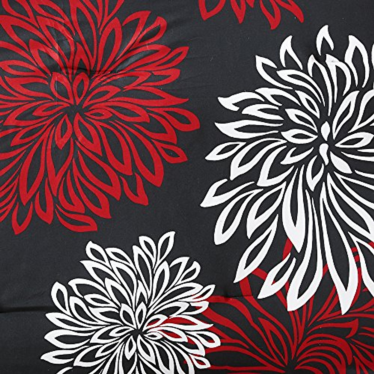 Comfort Spaces Enya Comforter Set-Modern Floral Design All Season Down Alternative Bedding, Matching Shams, Bedskirt, Decorative Pillows, Queen(90"x90"), Red/Black