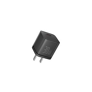 USB C Charger, Baseus USB C Wall Charger 30W PD Charger, GaN Fast Charger Block, USB-C Power Adapter for iPhone 15/14/13/12/11/Pro/Pro Max/XS/XR, Galaxy S23 Ultra, Google Pixel, MacBook, iPad, Black