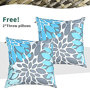 YITAHOME 5 Piece Outdoor Patio Furniture Sets, All-Weather Wicker Sectional Sofa Patio Conversation Set with Ottoman, Coffee Table and Cushions, Gray Gradient