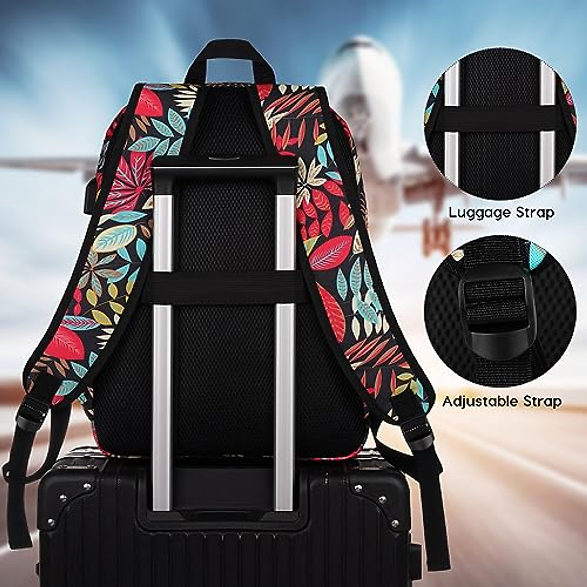 YAMTION Laptop Backpack Women,School Backpack Printing with USB Port for College Work Business Travel