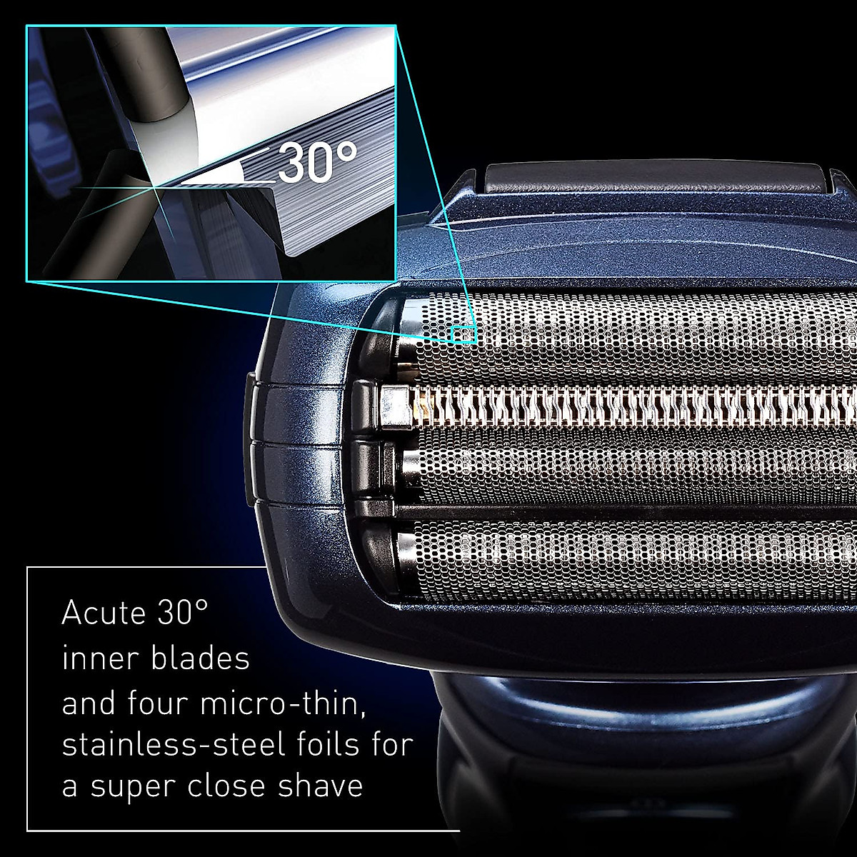 Panasonic Arc4 Electric Razor for Men 4Blade Electric Shaver with Popup Trimmer Rechargeable Wet Dry Foil Shaver, Blue, 1 Count