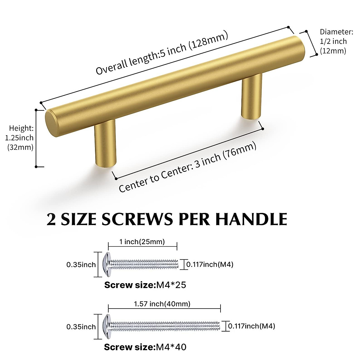 Haliwu 30 Pack Cabinet Handles Brass Gold Cabinet Pulls 3 Inch Hole Center Drawer Pulls Modern Bar Dresser Handles for Bathroom Kitchen Bedroom