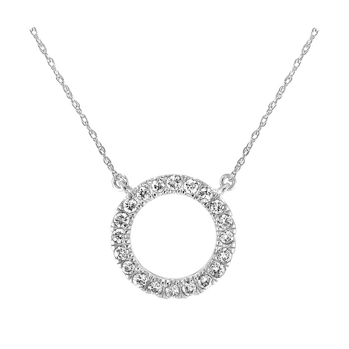Women's 1/5 Cttw Diamond Necklace in 10K White Gold, Diamond Circle Pendant Necklace with 16-18 Inch Adjustable Chain, Gold Necklace for Women, (H-I Color, I2 Clarity), by Brilliant Expressions