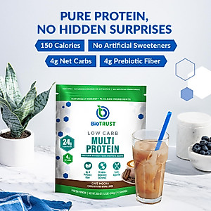 BioTrust Low Carb Protein Powder – Delicious Whey & Casein Blend from Grass-Fed Hormone Free Cows – Non GMO, Gluten Free (Cafe Mocha)