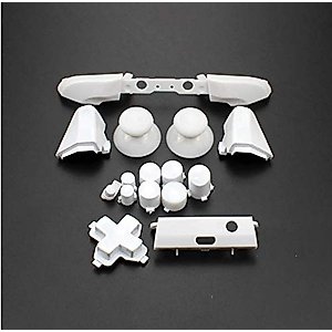 RB LB Bumper RT LT Trigger Buttons Mod Kit for Xbox One S Slim Controller Analog Stick Dpad Solid &Chorme (Solid White)