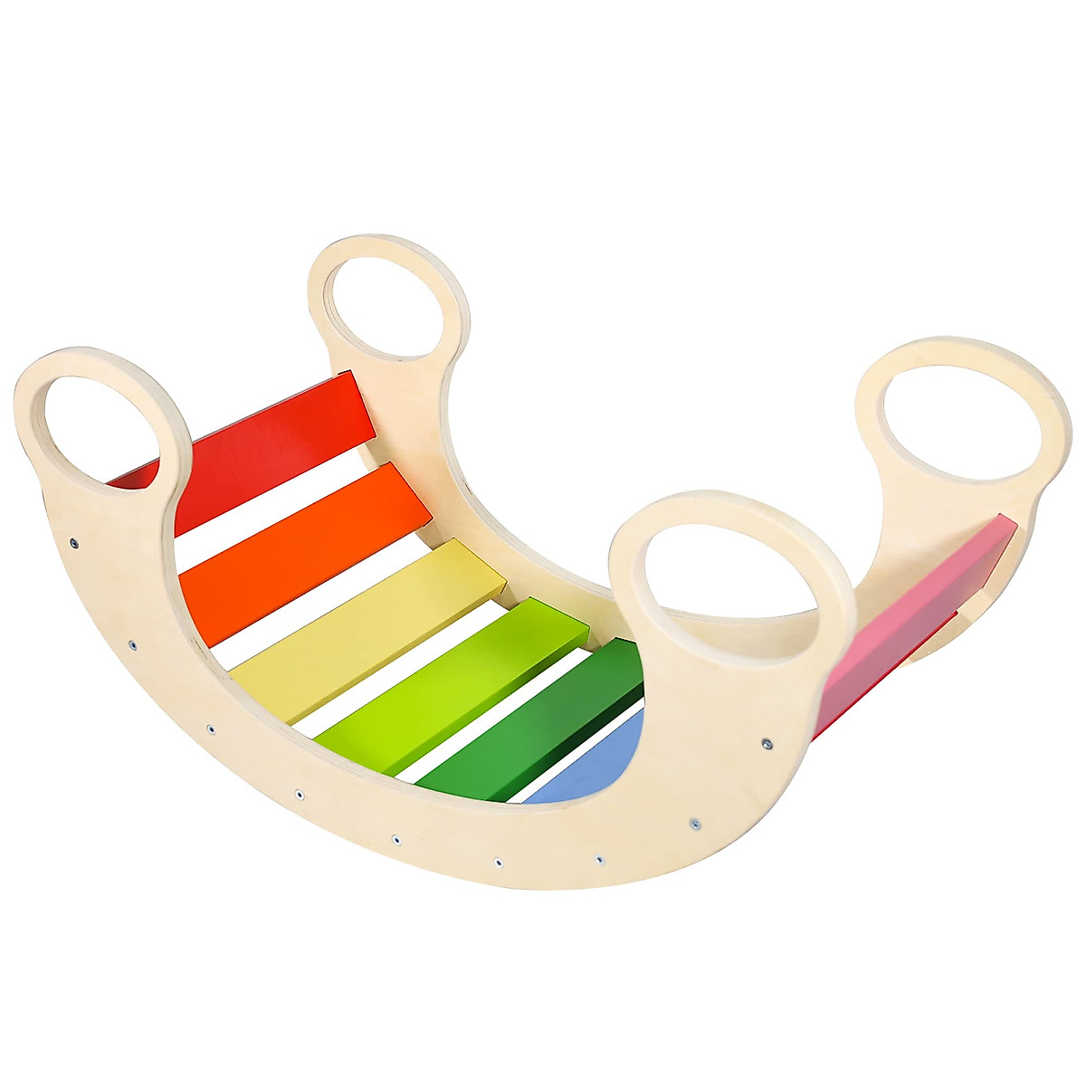 Nautical Beach Decor Waldorf Wooden Rocking Play (Rainbow)