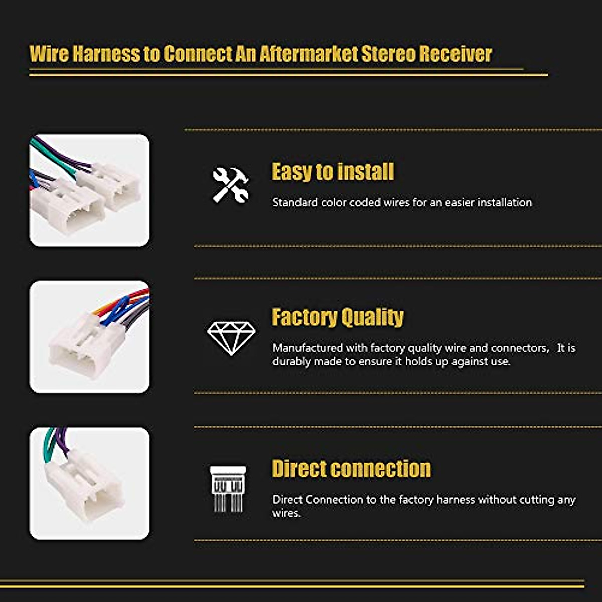 RDBS Car Wire Harness Use to Connect Aftermarket Stereo Receiver Fit for 1984-Up Toyota Vehicles