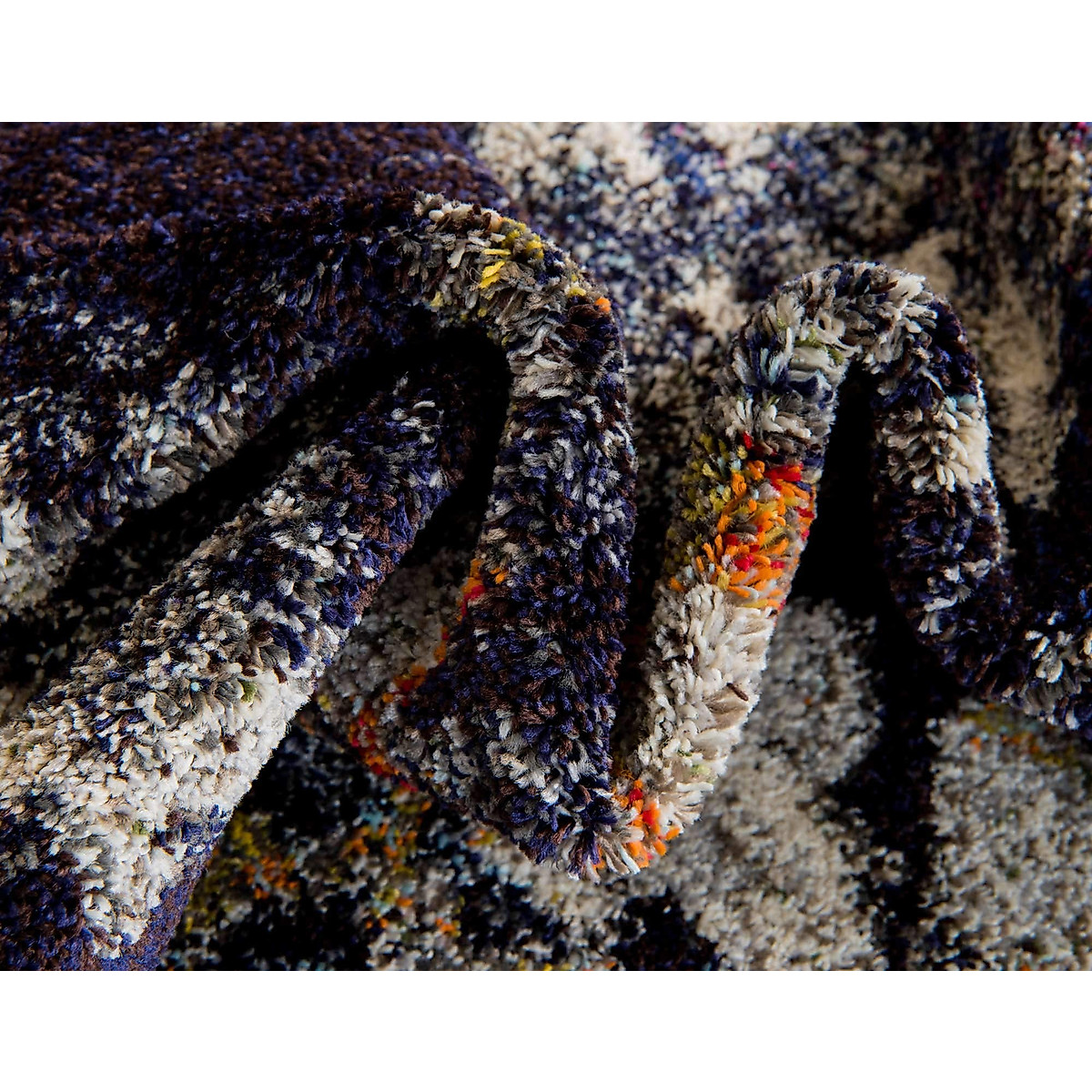 Unique Loom Vita Collection Traditional Over-Dyed Saturated Floral Medallions Area Rug, 8 x 10 ft, Navy Blue/Ivory