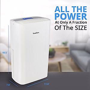 Ivation 14.7 Pint Compressor Dehumidifier – Small and Compact with Continuous Drain Hose for Smaller Spaces, Bathroom, Attic, Crawlspace and Closets - for Spaces Up to 320 Sq/Ft