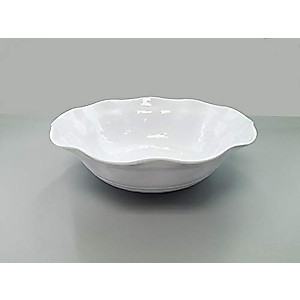 lok-osemile Ruffle in Round BPA-Free Melamine Round Salad, Mixing Bowl, 12.5-Inches, White