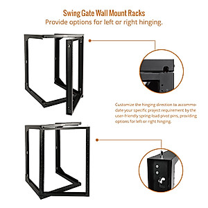 Tecmojo 15U Wall Mount Open Frame Network Rack, Swing Out Hinged Door 18 Inch Depth, Holds Network Servers and AV Equipment, Easy Rear Access to Equipment, Door Opens 180 Degrees from Either Side
