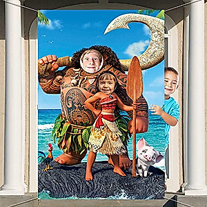 3x5ft Moana Maui Beach Theme Photo Backdrop Baby Shower Girl Birthday Party Background Large Banner Supplies Photobooth Props