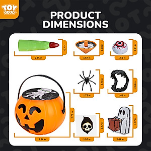 TOY Life Halloween Toys Prefilled Pumpkins Buckets Halloween Party Favors for Kids Bulk, 162Pcs Halloween Pinata Stuffers Halloween Bucket Goodies Bag Halloween Prizes Trick or Halloween Treats