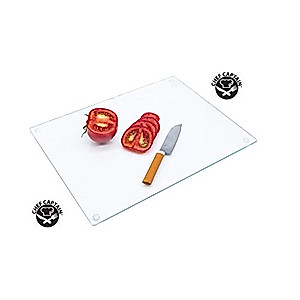 Tempered Glass Cutting Board, Extremely Durable, Long-Standing, Clear Glass, Scratch Resistant, Heat Resistant, Shatterproof, Extra Large 12X16