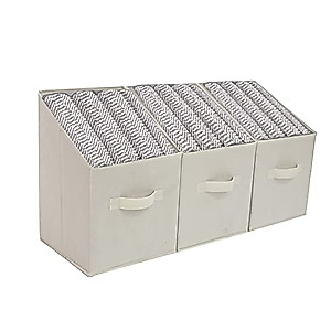 Sebadaci Storage Bins Cubes Baskets with Handles Collapsible Storage Bins Storage Baskets for Shelves, Organizing, Office Organizer 3-Pack Collapsible Storage Bins, Beige, Medium