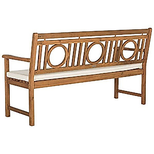Safavieh PAT6736A Outdoor Collection Montclair 3 Seat Bench, Natural/Beige