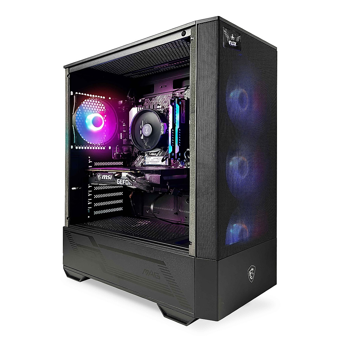 NSX GAMING Desktop PC Ryzen 5 5500,16 GB RAM,SSD 512 gb, RTX 3060,USB-C, Hdmi,Mouse and Keyboard Gamer, Win 11, Built in USA 12 Month Warranty on prebuilt Gaming pc WiFi Ready
